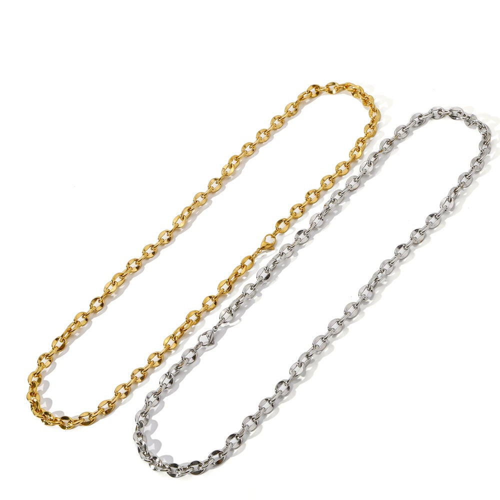 Jewelry Titanium Steel Geometric Wave Dragon Bone Chain Electroplating ...
