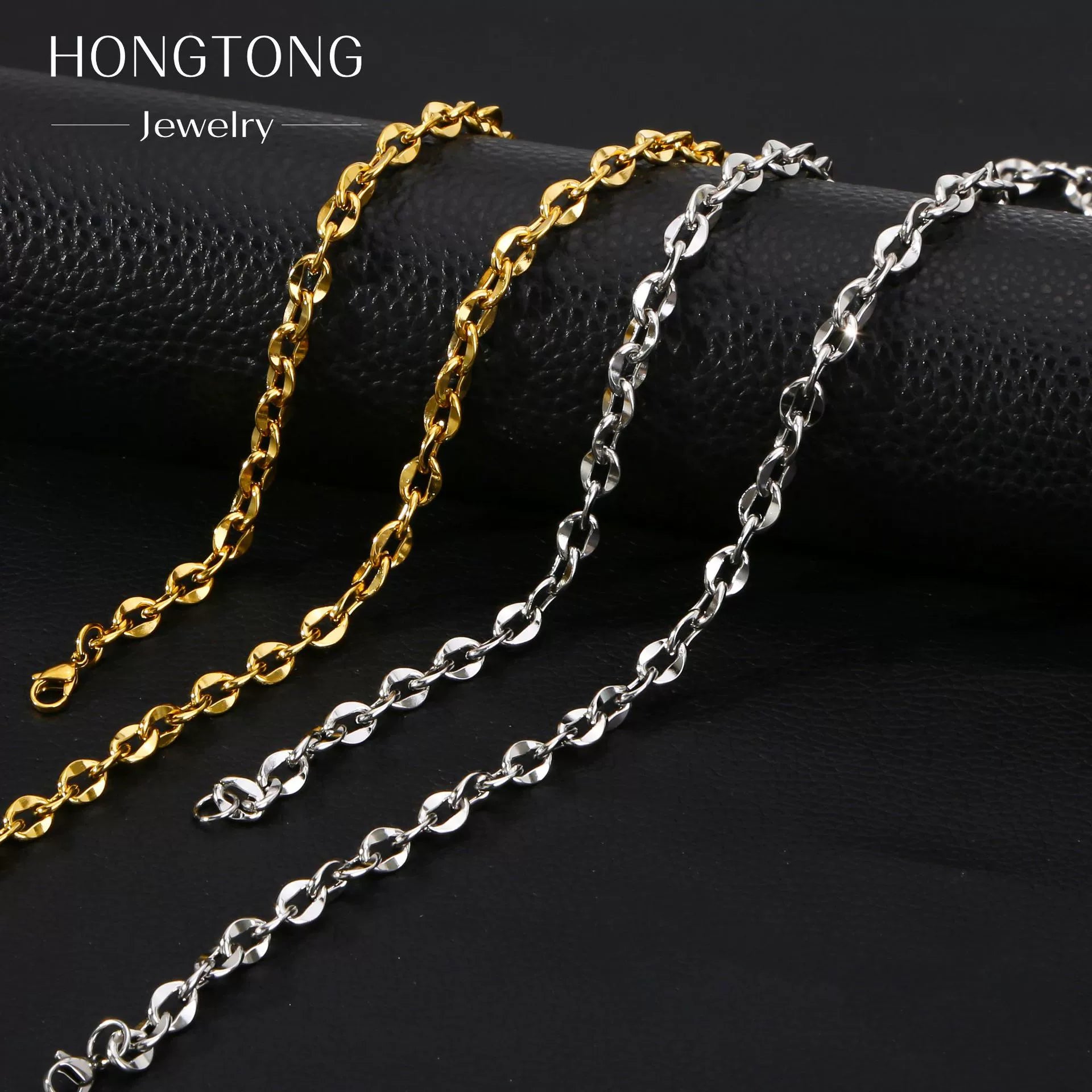 Jewelry Titanium Steel Geometric Wave Dragon Bone Chain Electroplating ...