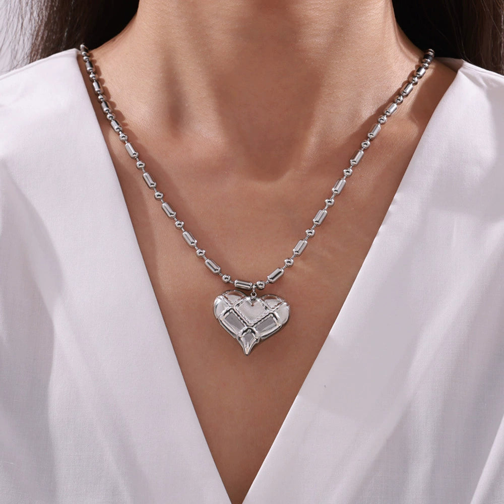 Jewelry Titanium Steel Hollow Love Mesh Texture Geometric Electroplate ...
