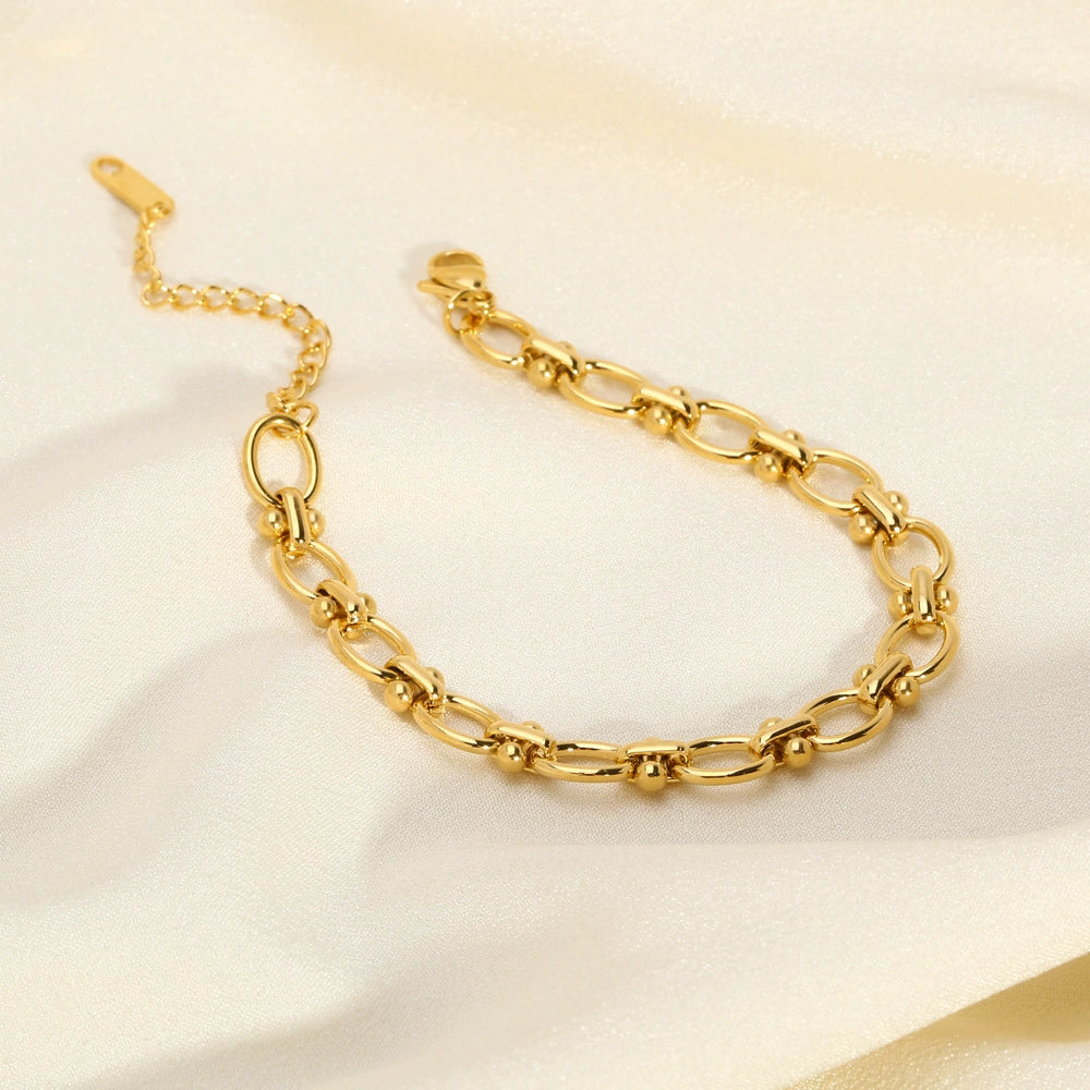 Ladies Fashion Simple Design Handmade O Shaped Dot Chain Bracelet In S ...