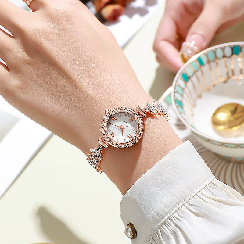 Ladies Fashion Simple Diamond Quartz Watch Alloy Stainless Steel ...