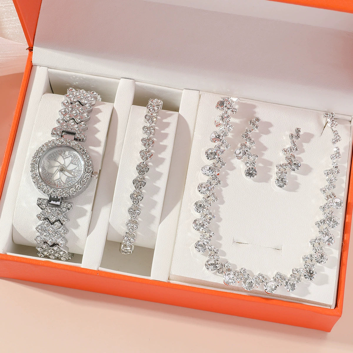 Ladies Leisure Style Quartz Watch Gift Set With Alloy Case Stainless ...