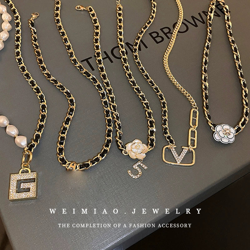 Leather Sweater Chain With Diamondembedded Digital Flower Pattern ...