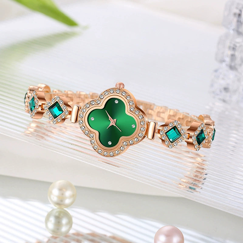 Leisure Fourleaf Clover Alloy Bracelet Quartz Watch For Women With ...