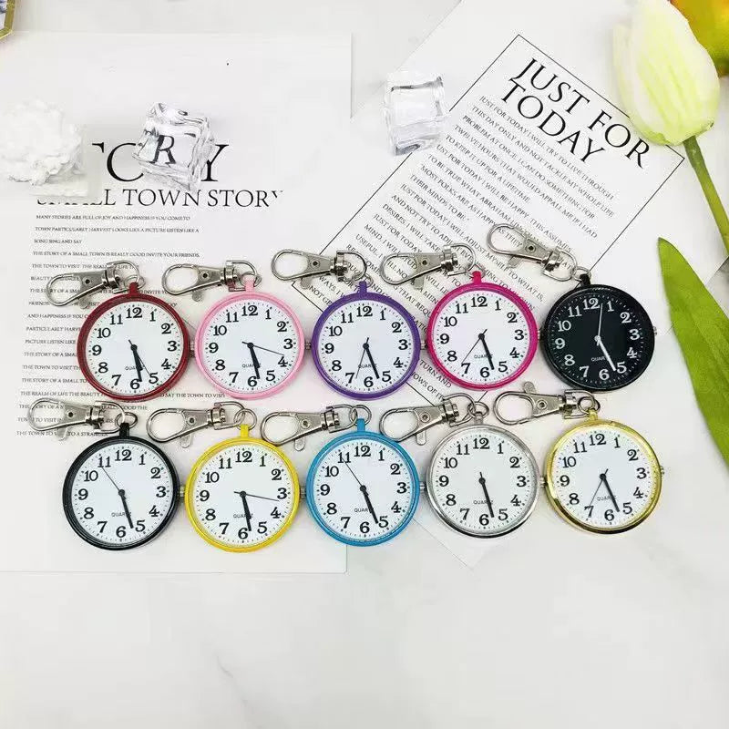 Leisure Plastic Pocket Keychain Watch With Round Dial And Spiral Crown ...