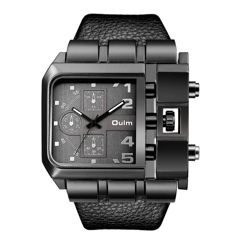 Leisure Quartz Men's Watch Stainless Steel Rectangle Dial Pin Buckle ...