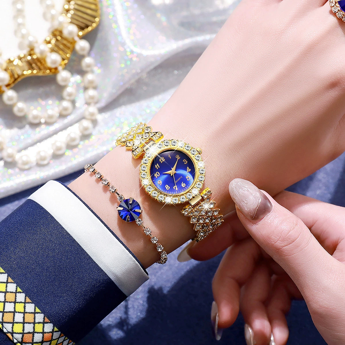 Leisure Style Alloy Case Stainless Steel Band Round Quartz Watch And ...