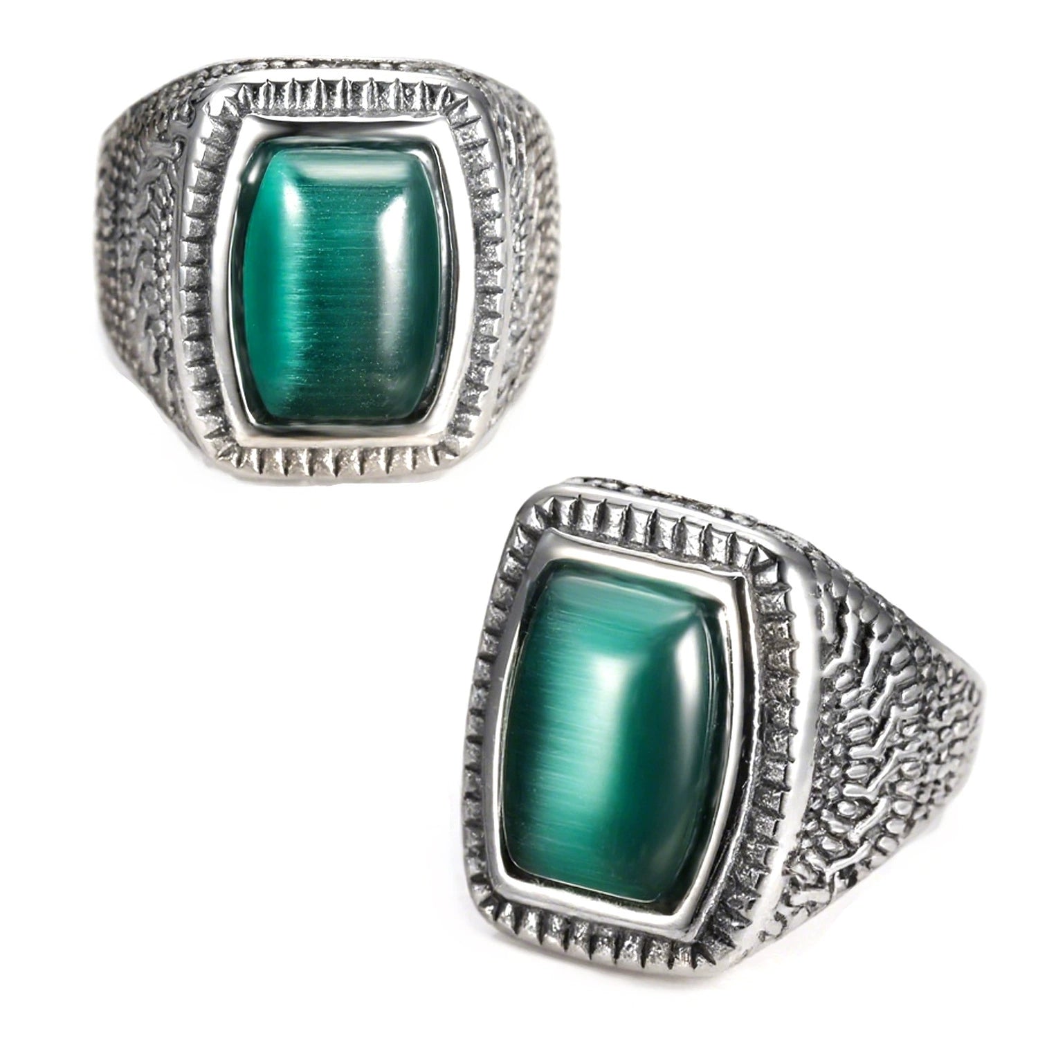 Luxury Simple Jewelry Titanium Steel Ring With Emerald Opal For Unisex ...