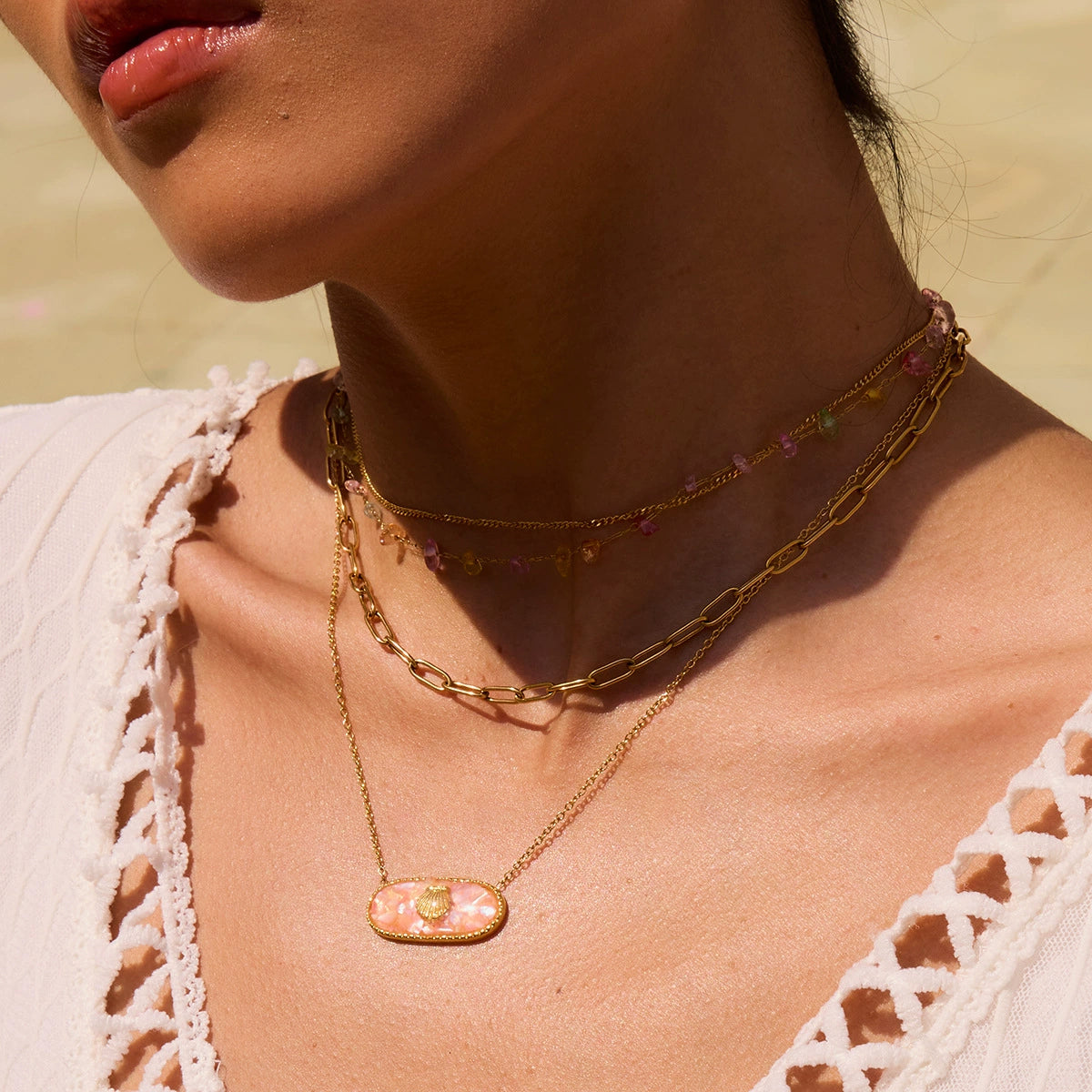 Marine Holiday Style 18K Gold Plated Stainless Steel Broken Shellfish ...