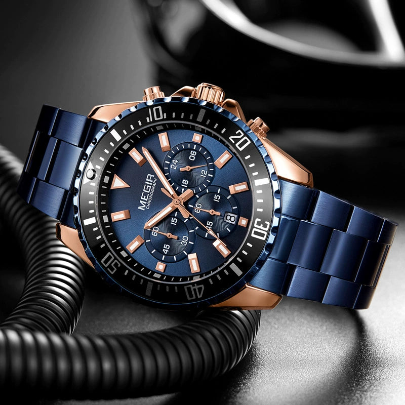 Men's Alloy Case Stainless Steel Band Round Dial Business Quartz Watch ...