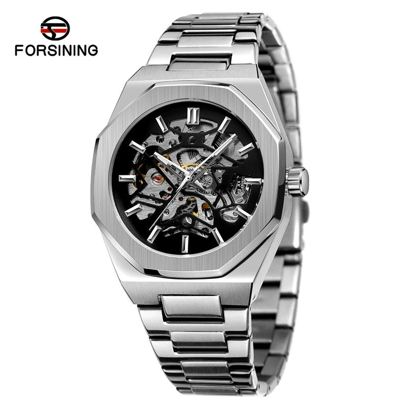 Men's Automatic Flywheel Mechanical Watch Metal Case Stainless Steel ...