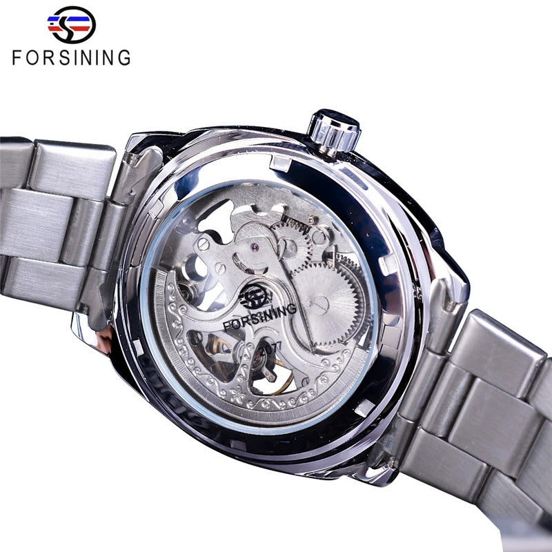 Men's Automatic Mechanical Square Dial Metal Case Stainless Steel Belt ...