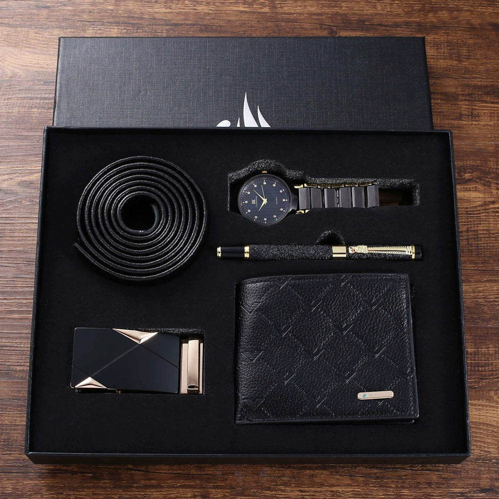 Men's Business Alloy Quartz Watch Gift Set With Stainless Steel Buckle ...