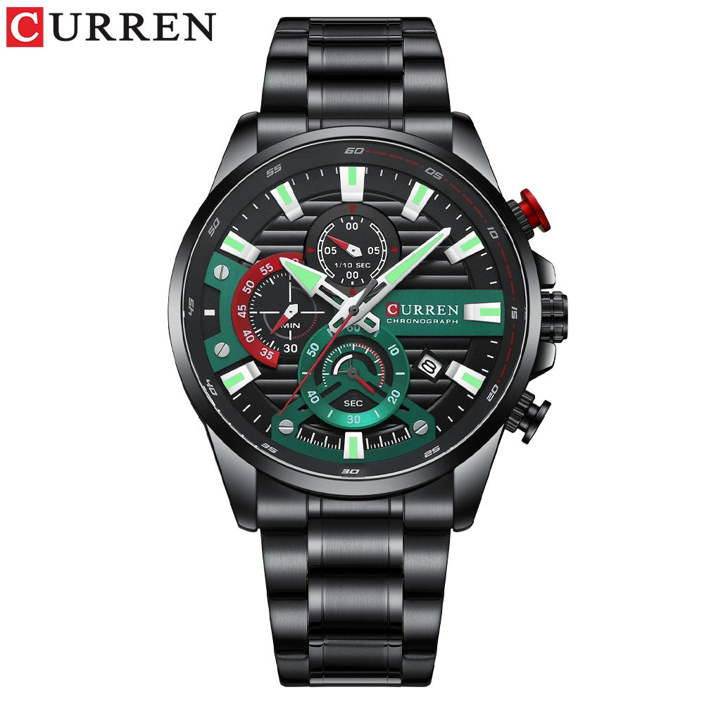 Men's Business Style Alloy Case Stainless Steel Band Round Dial Quartz ...