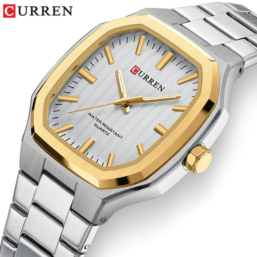 Men's Business Style Rectangular Square Steel Belt Watch Made Of Alloy ...