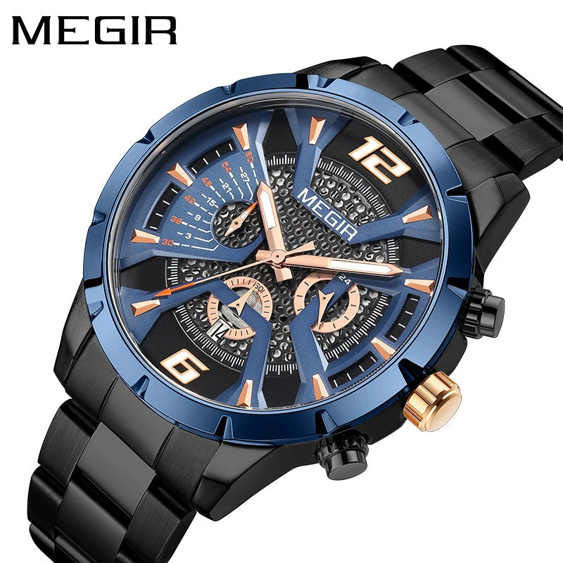 Men's Business Watch Alloy Case Stainless Steel Band Round Dial Mineral ...