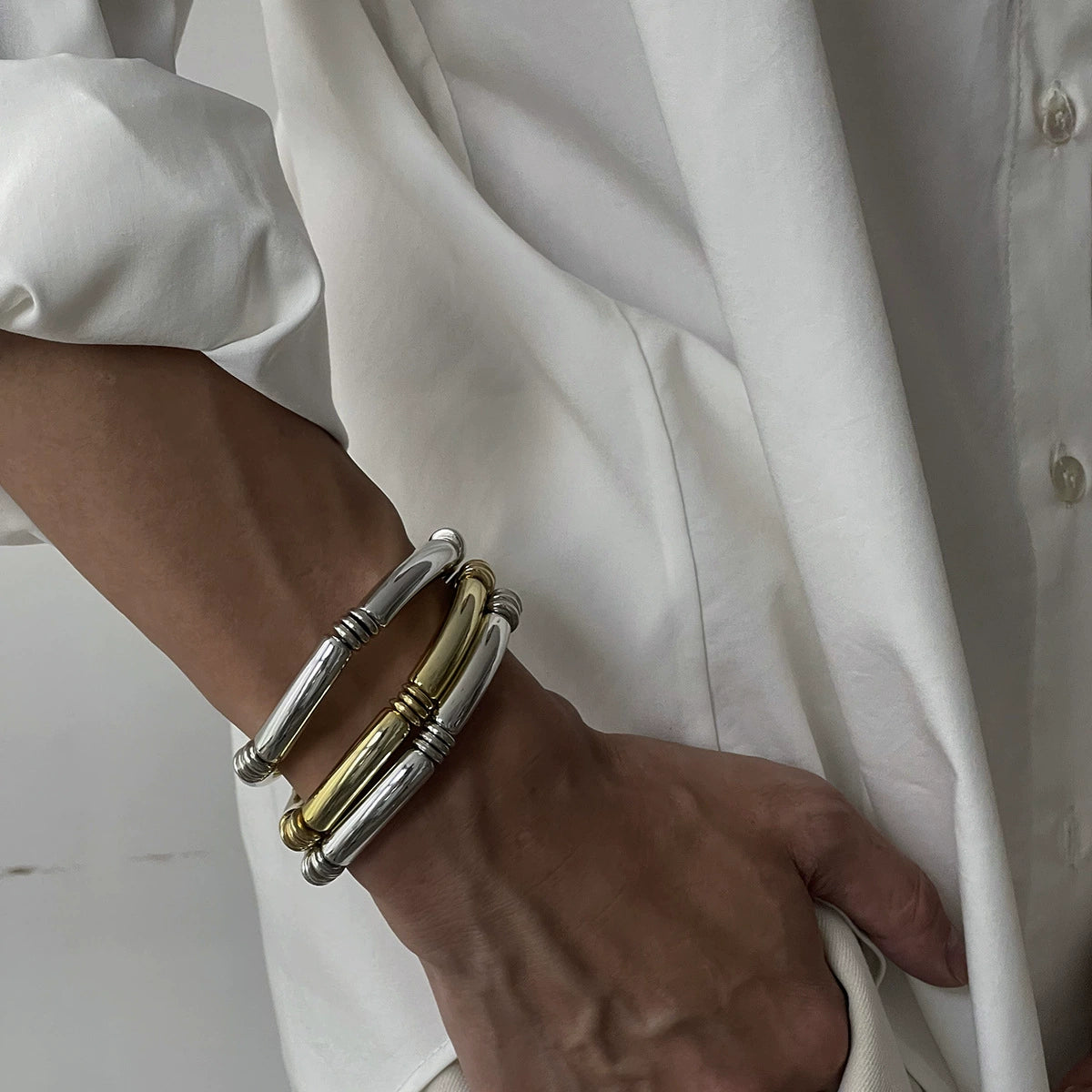 Men's Geometric Beaded Curved Bracelet Ccb Material – GoodDiy