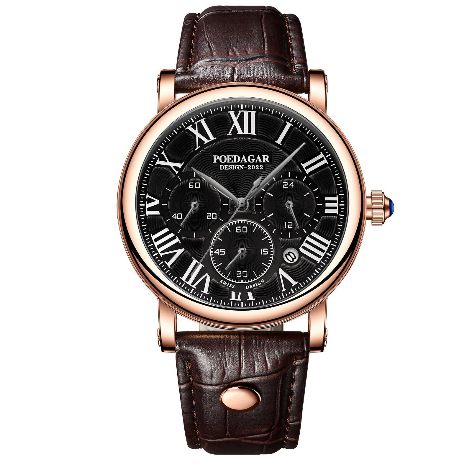 Men's Multifunctional Belt Quartz Watch Genuine Leather Alloy Case ...