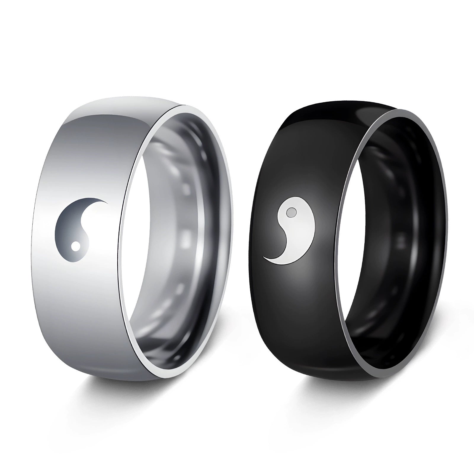 Men's Stainless Steel Ring With Geometric Pattern And Gossip Yin And Y ...