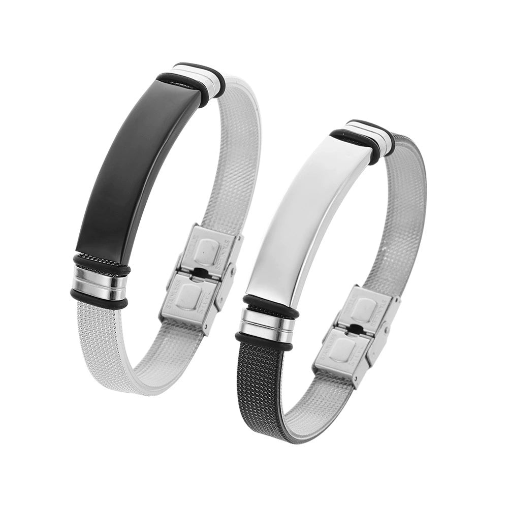 Men's Titanium Steel Bracelet With Engraved Logo And Electroplating ...