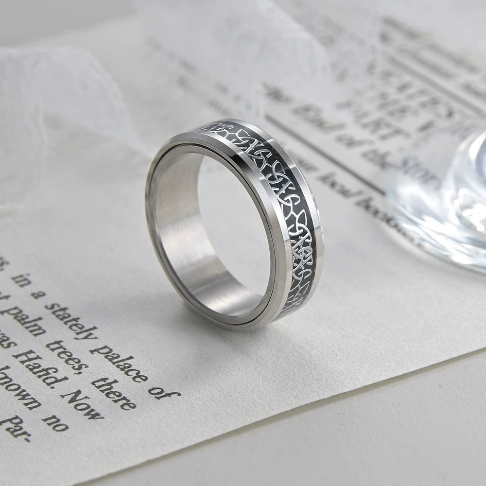 Men's Trendy Titanium Steel Ring With Scandinavian Viking Celtic Trian ...
