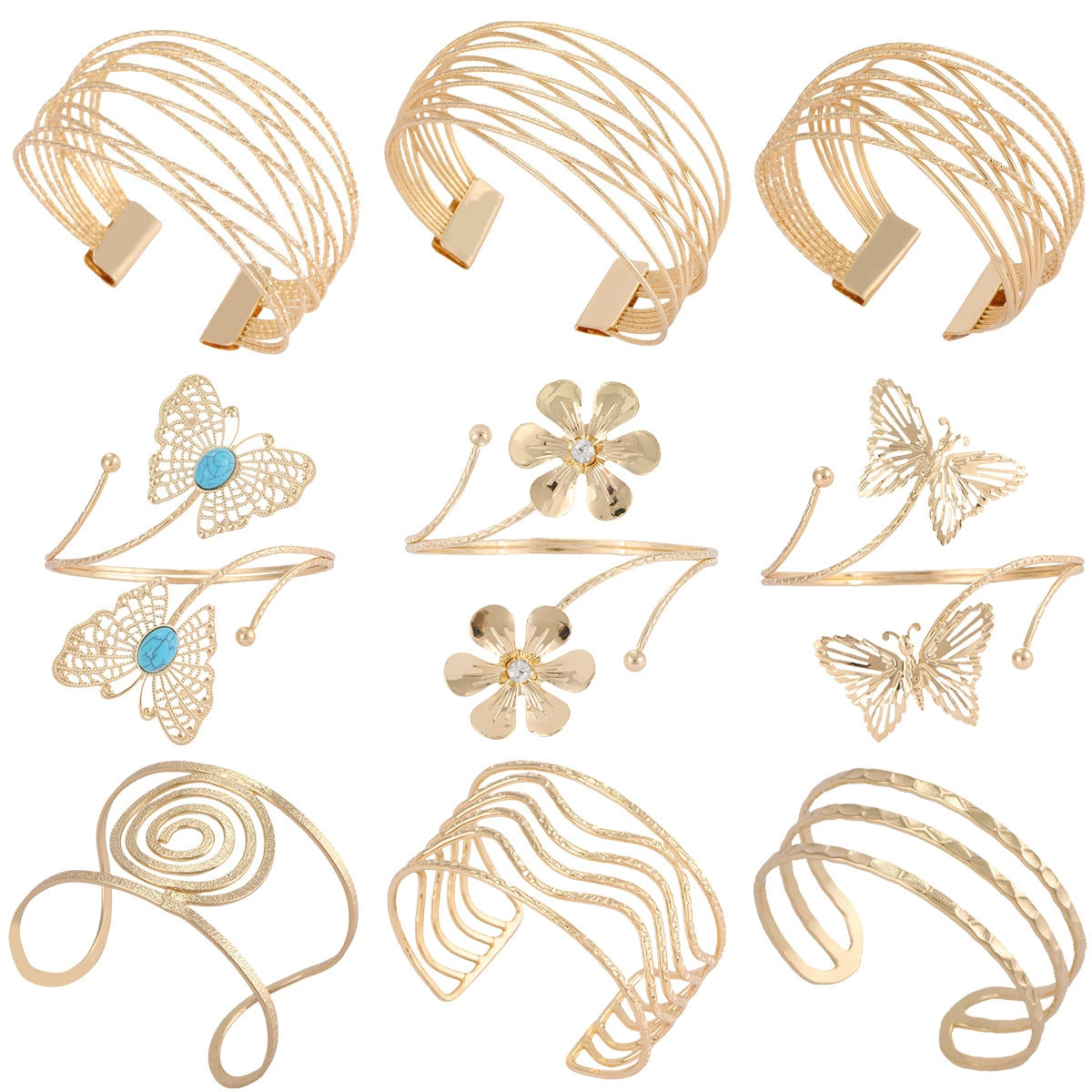 Metal Geometric Butterfly Leaves Flowers Armband With Electroplating ...