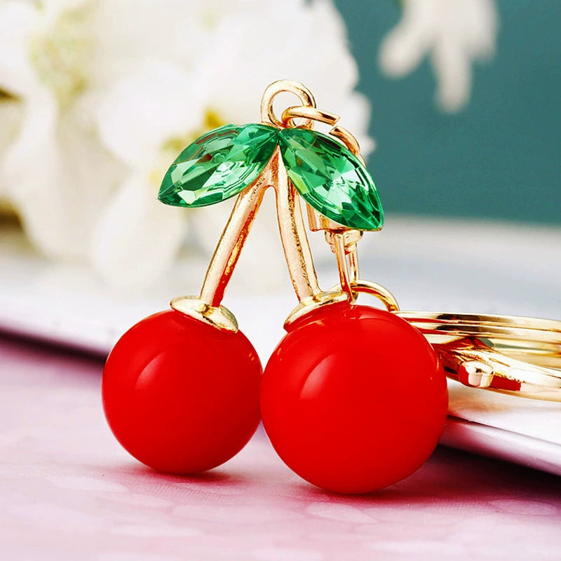 Metal Pastoral Style Diamondencrusted Cherry Car Keychain For Women ...