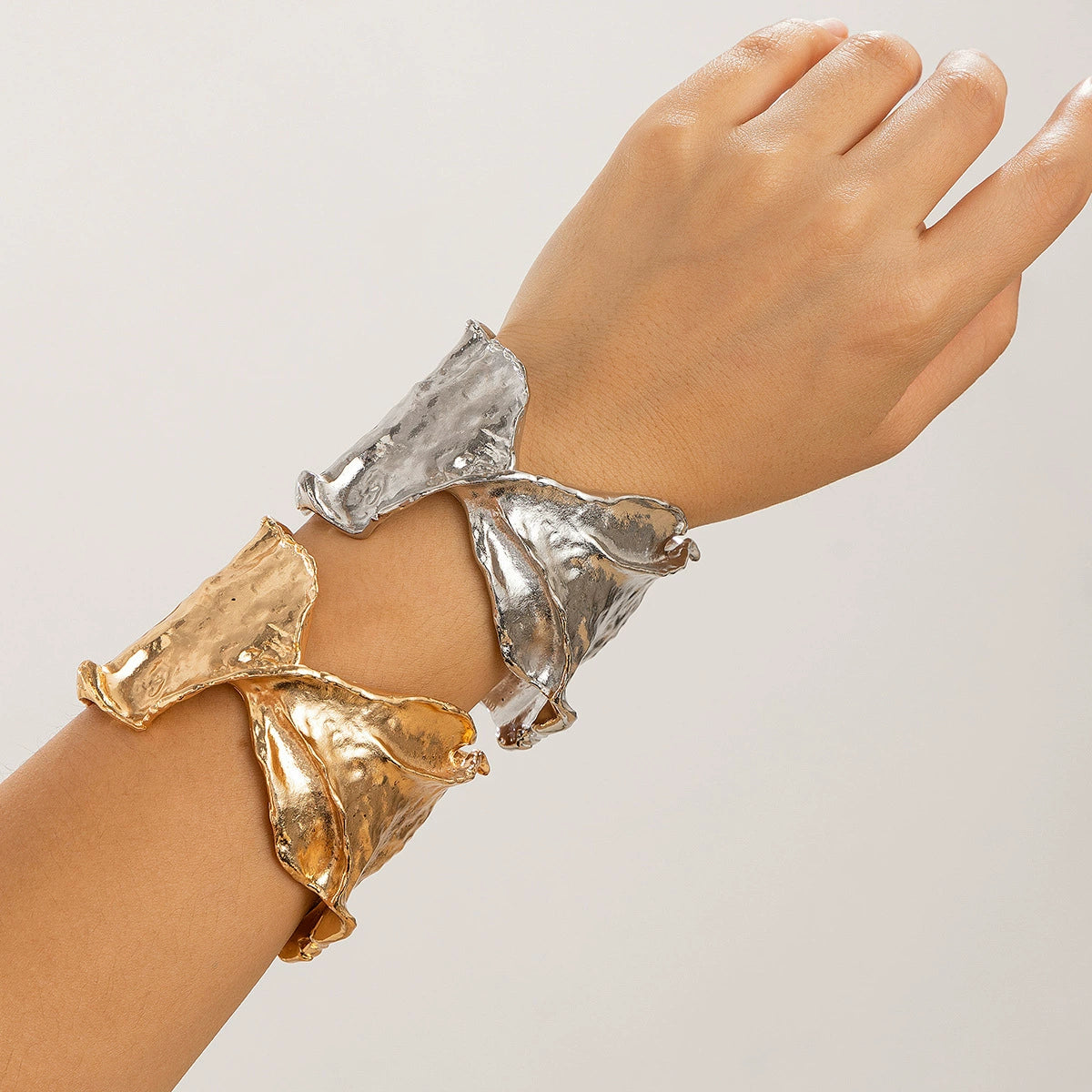 Metal Threedimensional Leaf Open Bracelet With Electroplating Design ...