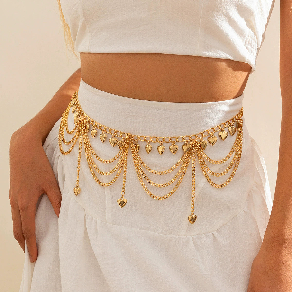 Metal Waist Chain With Love Pearl Star Tassel And Butterfly Design For ...