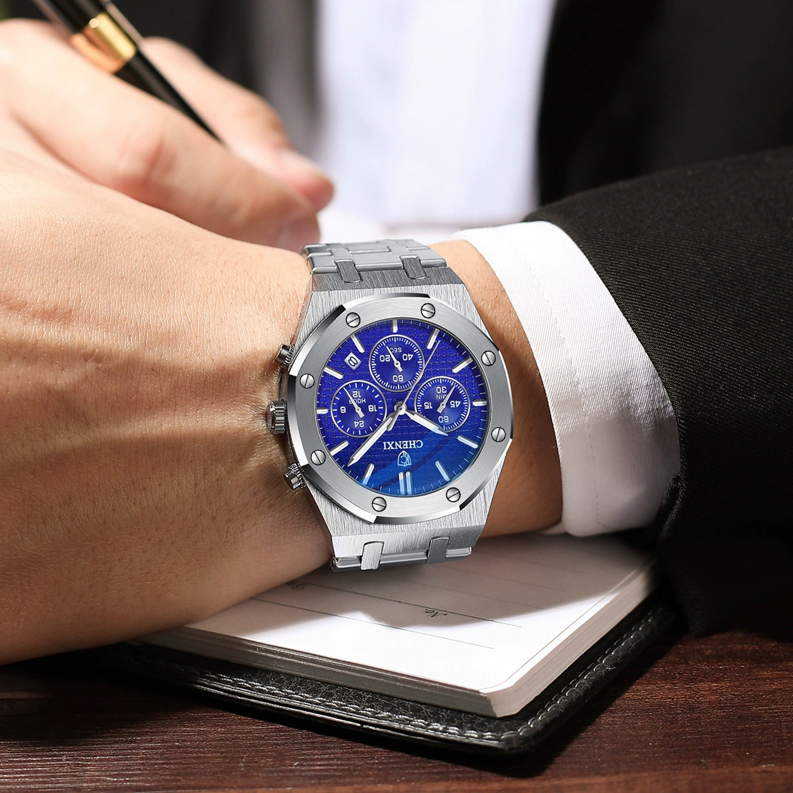 Multifunctional Sports Watch Men's Alloy Case Stainless Steel Band ...