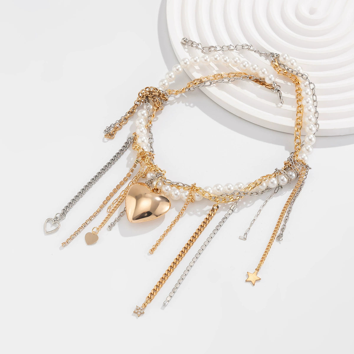 Necklace Iron Plastic Heart Drop Shape Electroplating Sweet Cool Style ...