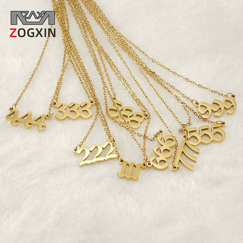 Necklace Titanium Steel Lucky Number Pendant With Letters Numbers Text ...