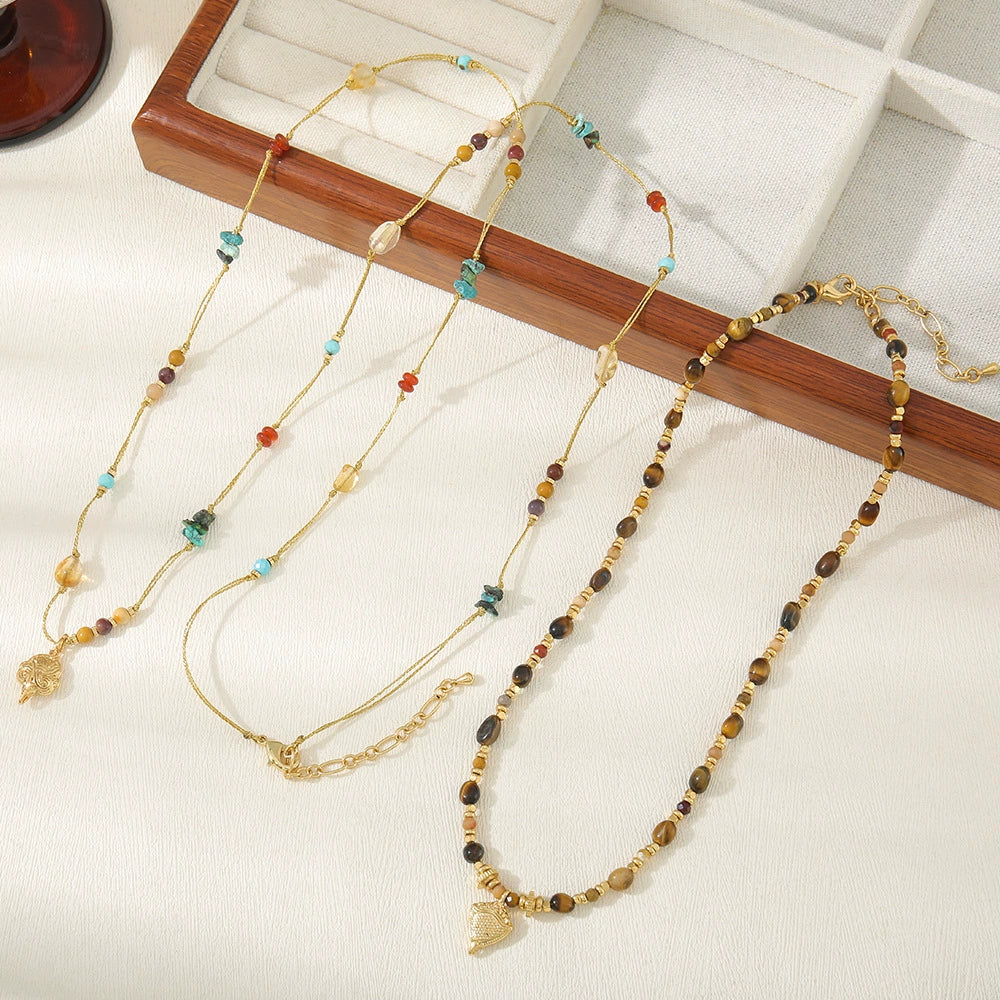 Necklace Vintage Natural Stone Animal Zodiac Handmade Egg Yolk Stone ...