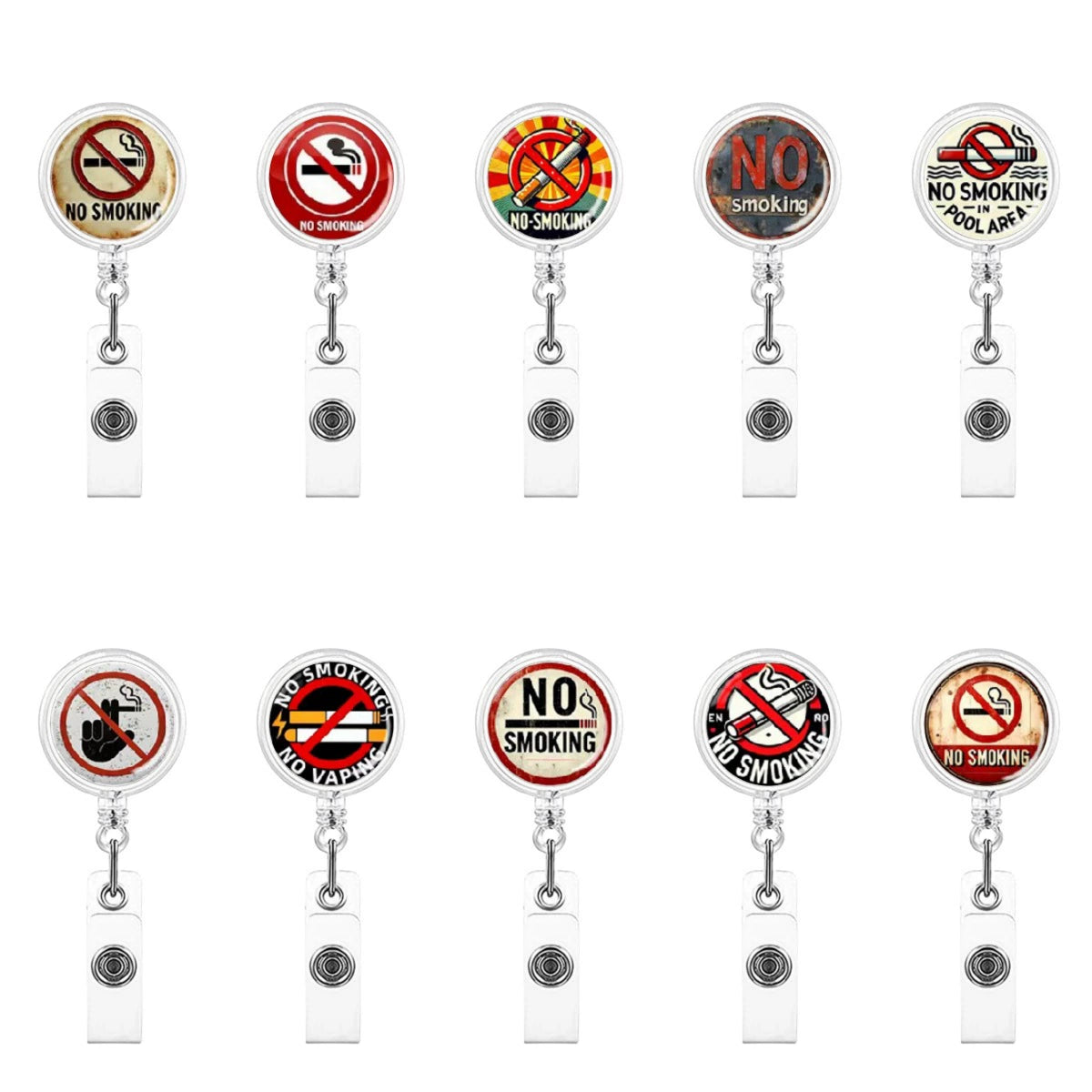 No Smoking Reminder Patch Retractable Clip Badge Key Chain In Abs ...