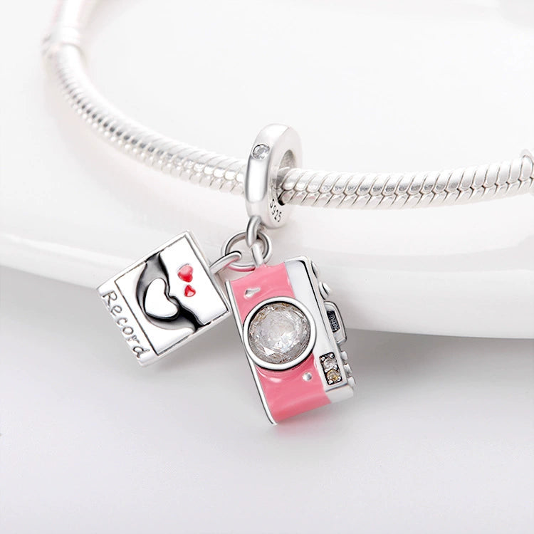 Pendant Accessories Copper 925 Silver Plated Pink Camera Charm Jewelry ...