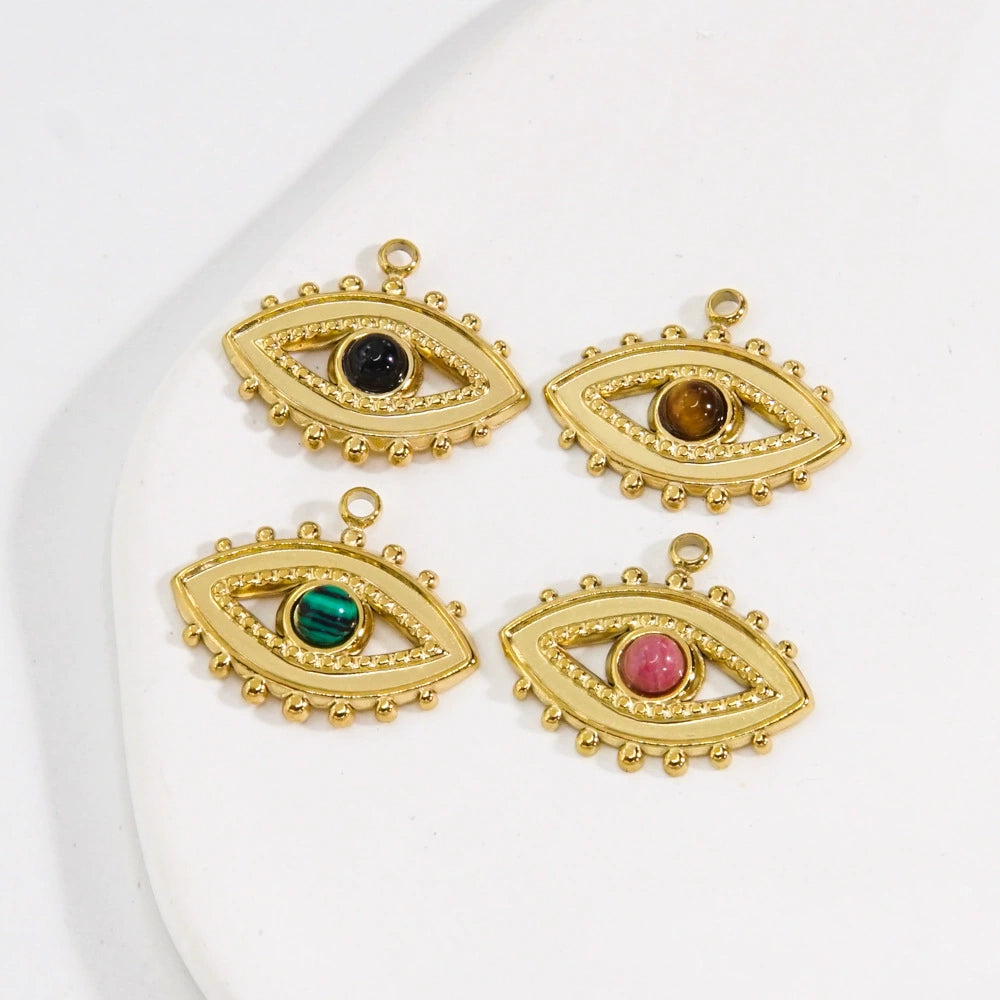Pendant Natural Stone Stainless Steel Retro Devil Eye Geometry Vacuum ...