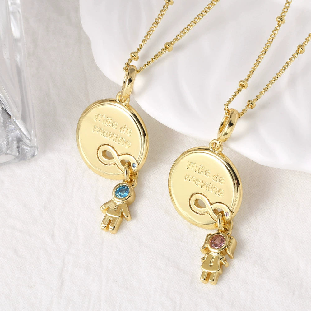 Pendant Necklace Copper Plated 18K Gold With Cartoon Characters U ...