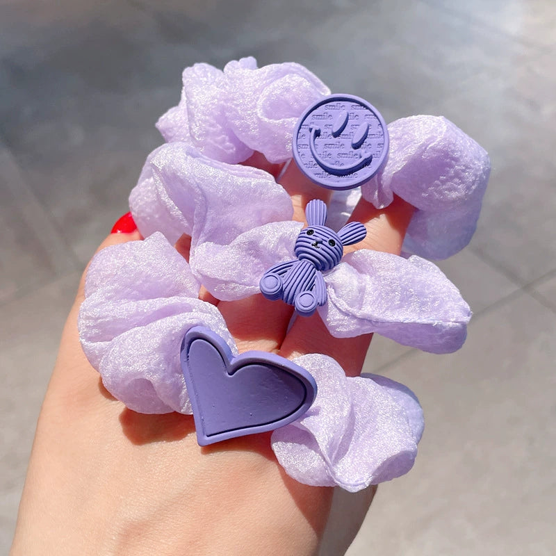 Periwinkle Blue Hair Accessories Handmade Mesh Large Intestine Hair Ri ...