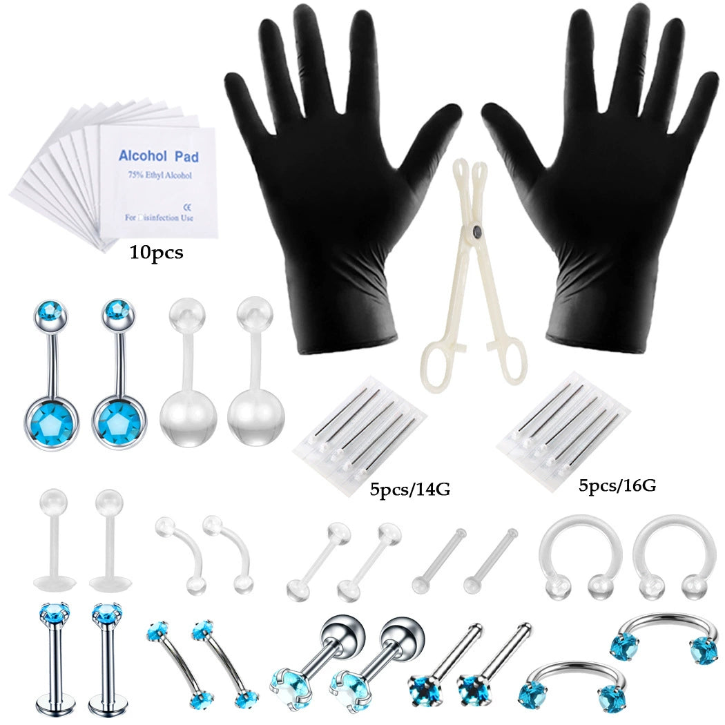 Piercing Set Stainless Steel K9 Heart Electroplating Unisex Whole Body ...