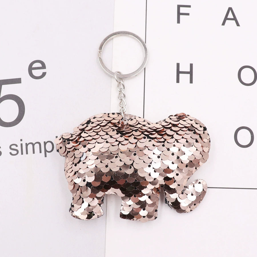 Plastic Reflective Doublesided Sequin Keychain In Modern Art Style With ...