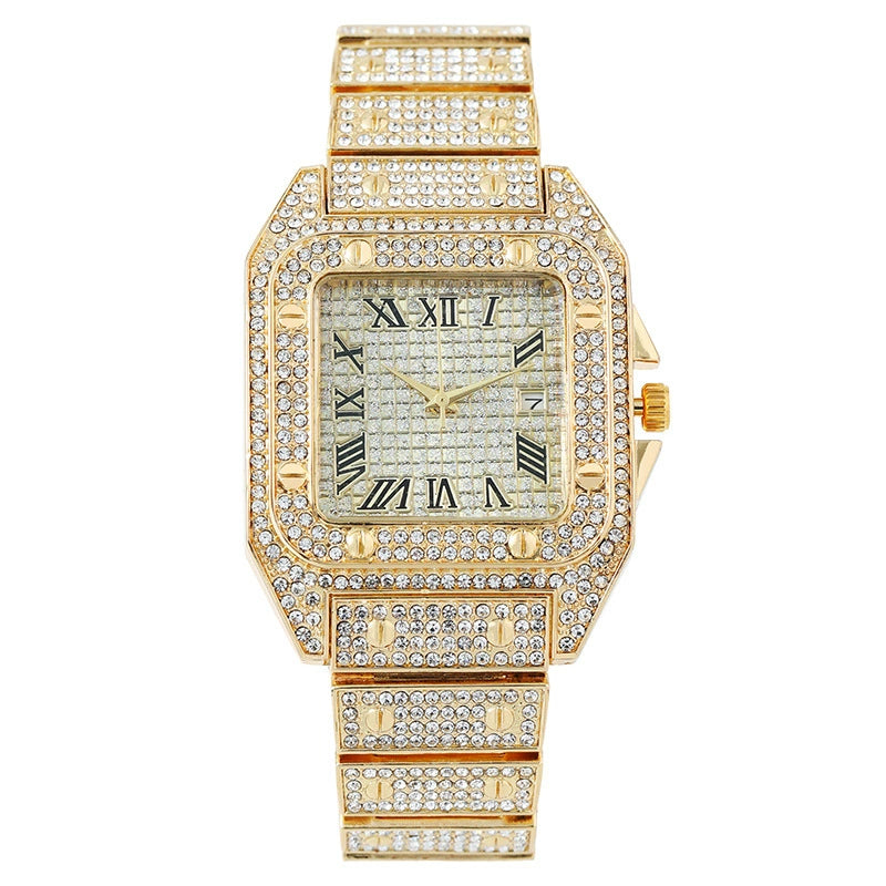 Popular Fashion Women's Quartz Watch Square Metal Case With Full ...