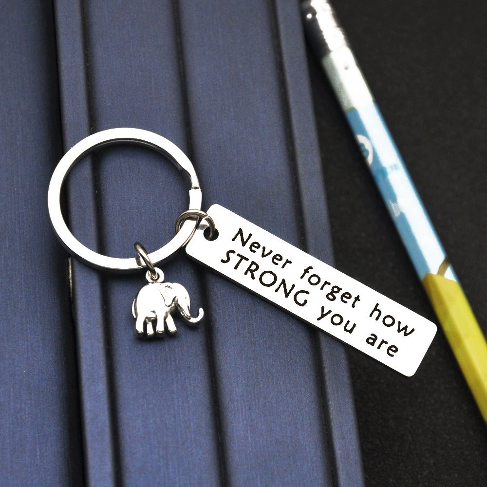 Positive Energy Elephant Keychain Stainless Steel Modern Art – GoodDiy