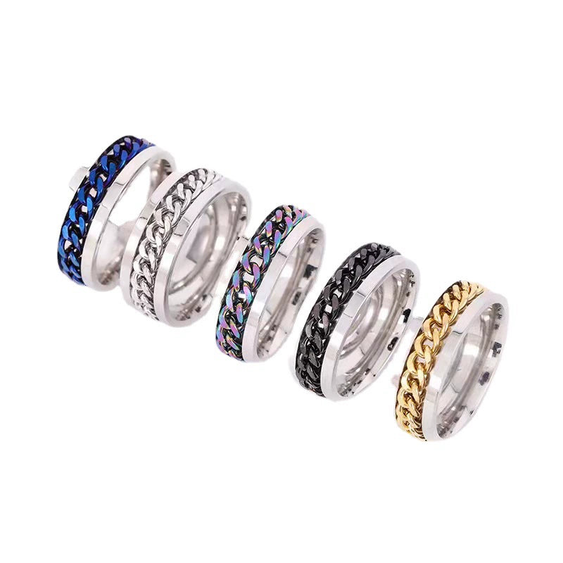 Pressure Relief Rotatable Stainless Steel Men's Ring And Titanium Steel ...