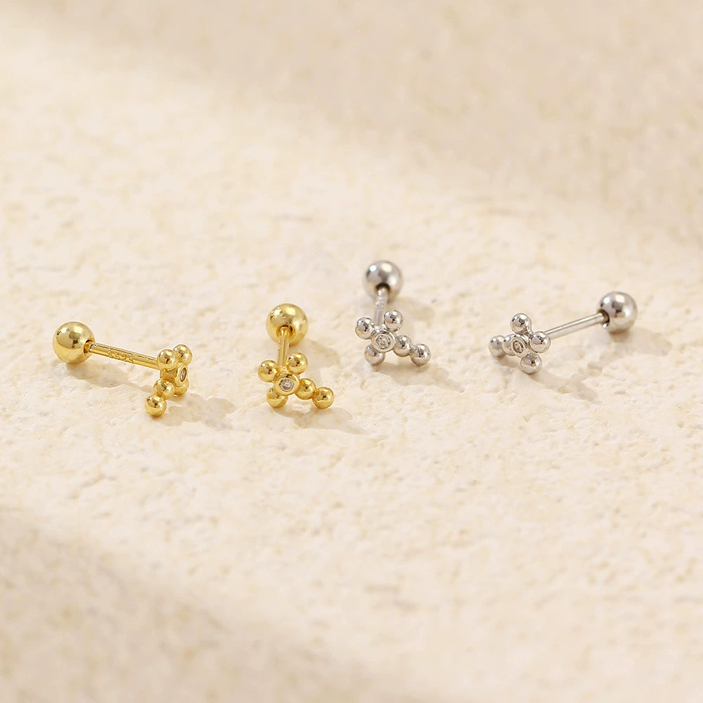 Puncture Earrings S925 Silver Ins Cross Diamond Thread Ear Jewelry Ele ...