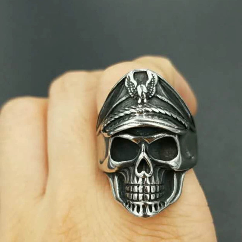 Punk Style Skull Titanium Steel Ring With Oil Applied – GoodDiy