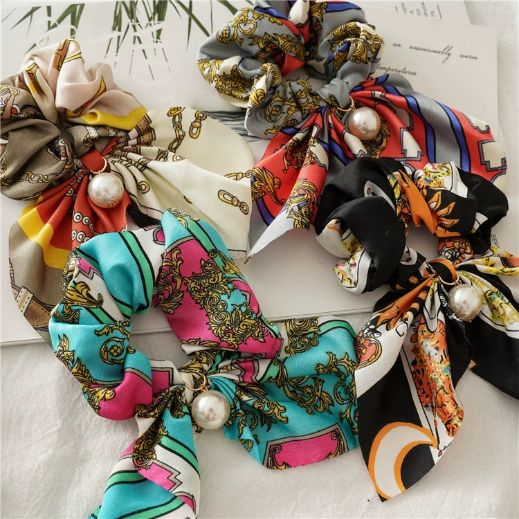 Ribbon Hair Ring Pearl Waist Tie Cloth Ring Large Bowel Rabbit Ear ...