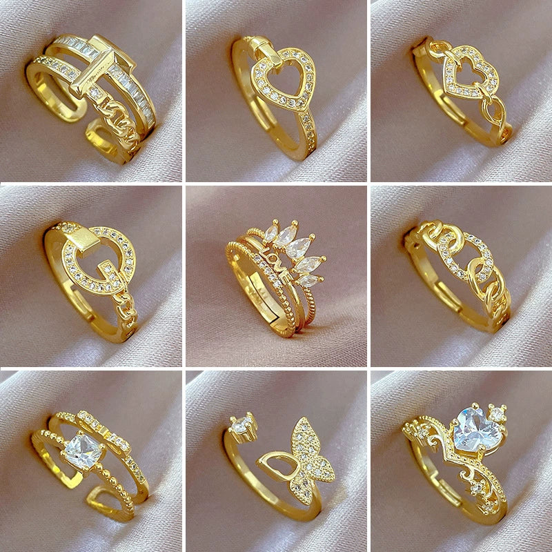 Ring Brass Geometric Crown Cartoon Style Real Gold Electroplated – GoodDiy