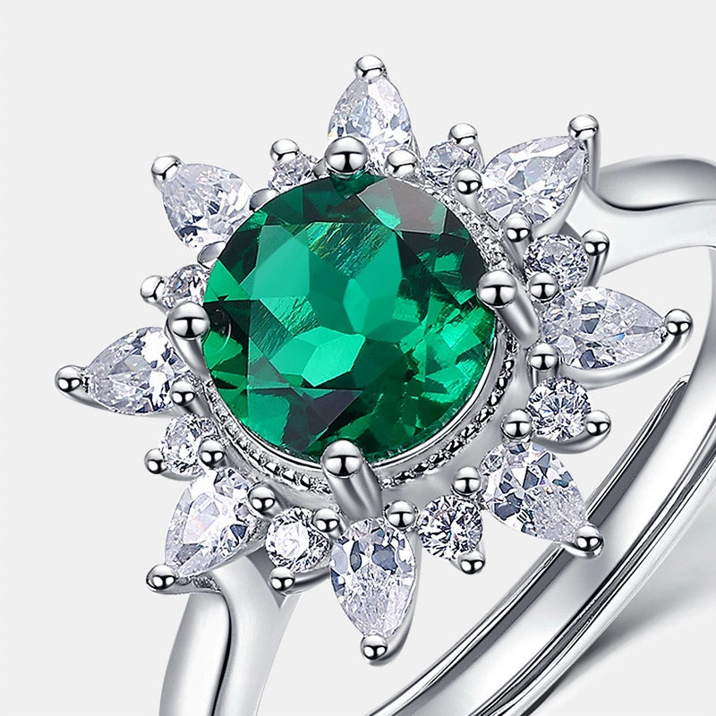 Ring S925 Silver Inlay Cultivation Diamond Retro Light Luxury Geometric ...