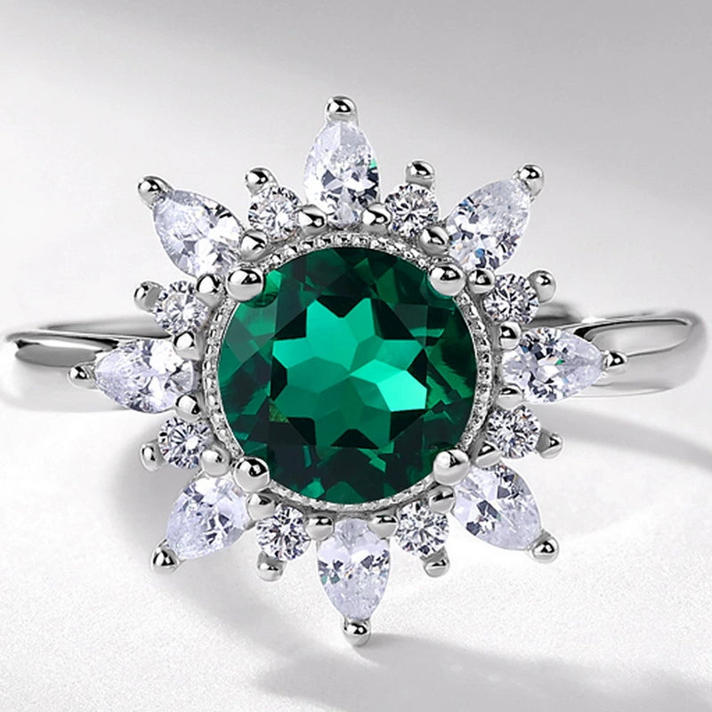 Ring S925 Silver Inlay Cultivation Diamond Retro Light Luxury Geometric ...