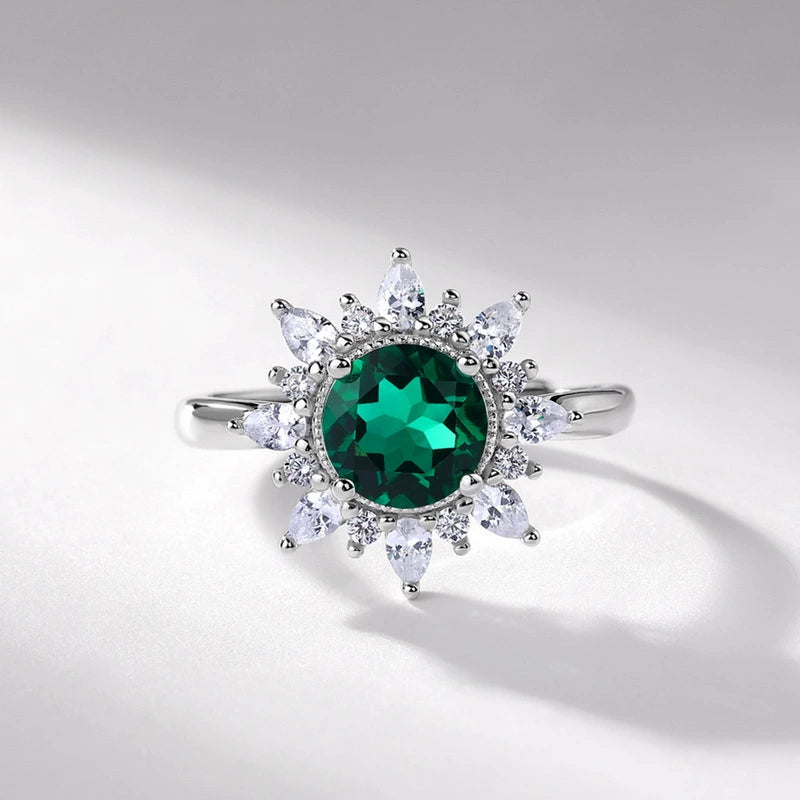 Ring S925 Silver Inlay Cultivation Diamond Retro Light Luxury Geometric ...